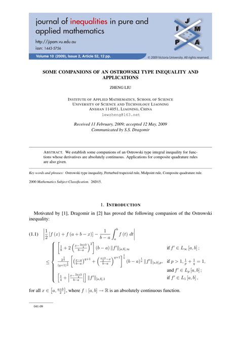 Pdf Some Companions Of An Ostrowski Type Inequality And Applications