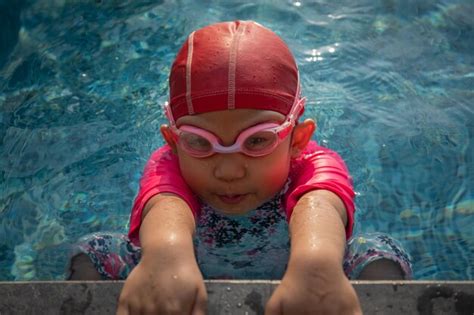 Premium Photo High Angle Portrait Of Girl In Swimming Pool