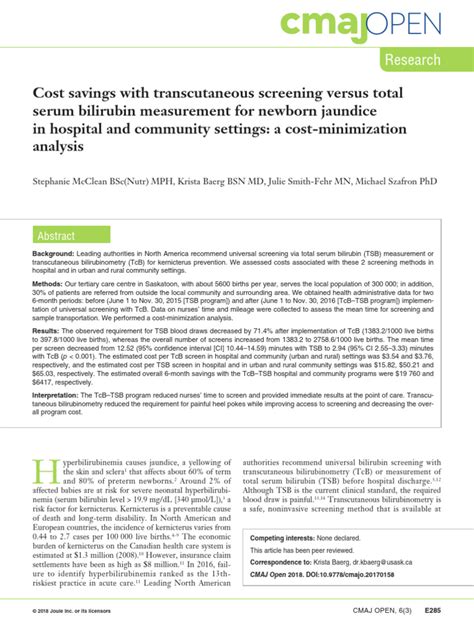 Cost Savings With Transcutaneous Screening Versus Total Serum Bilirubin Measurement For Newborn