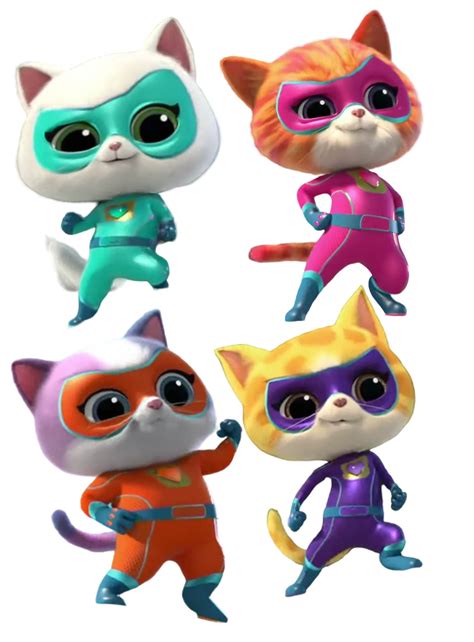 Set Of 4 Super Kitties Images 4 Inches In Height Each