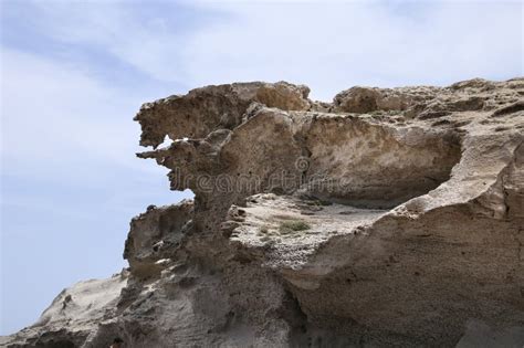Fossilized Sand Dunes In Los Escullos Beach In Cabo De Gata Stock Photo