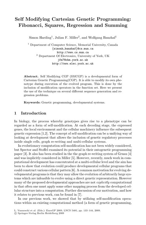 pdf self modifying cartesian genetic programming fibonacci squares regression and summing