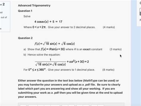 Solved Advanced Trigonometry Question 1 Solve 4cosec X 5 17