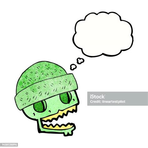 자유형 그린 생각 거품 질감 만화 두개골 모자를 쓰고 귀여운에 대한 스톡 벡터 아트 및 기타 이미지 귀여운 그런지 이미지