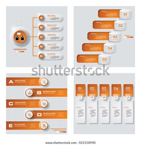 Collection 4 Orange Color Templategraphic Website Stock Vector Royalty Free 501318940