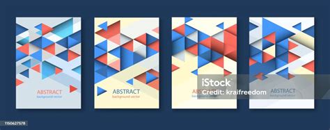 추상 화려한 기하학적 삼각형 배경입니다 다채로운 기하학적 삼각형 배경을 가진 브로셔 디자인 서식 파일 컬렉션입니다 벡터 현대 전단지입니다 0명에 대한 스톡 벡터 아트 및