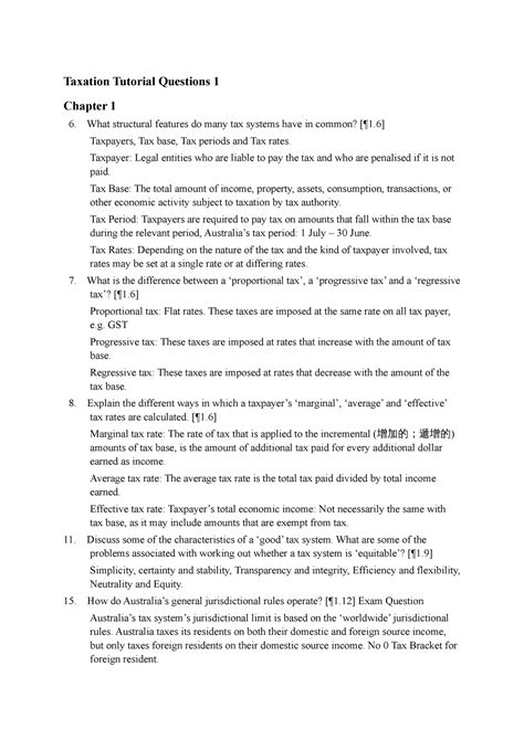 Taxation Tutorial Questions 1 Taxpayer Legal Entities Who Are Liable To Pay The Tax And Who