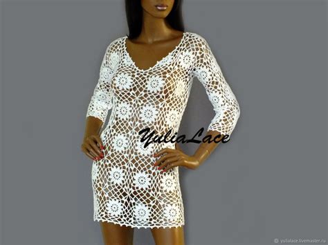 Вязана пляжна туніка гачком 100 фото