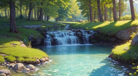 Premium Ai Image Beautiful Scene Of Small Stream For Wallpaper