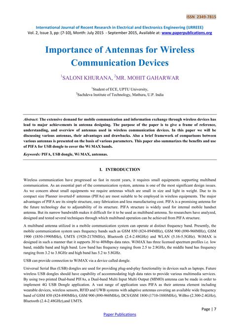 Importance Of Antennas For Wireless Communication Devices Pdf