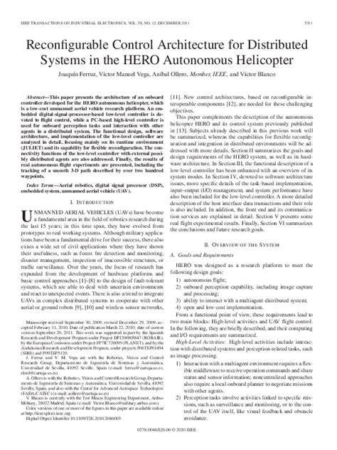 Pdf Reconfigurable Control Architecture For Distributed Systems In The Hero Autonomous Helicopter