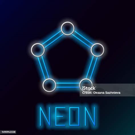 빛나는 네온 라인 기하학적 도형 오각형 프리즘 아이콘은 검은색 배경에 분리되어 있다 추상적인 모양입니다 기하학적 장식 다채로운 개요 개념입니다 벡터 0명에 대한 스톡 벡터