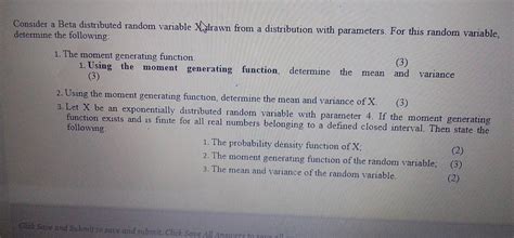 Solved Consider A Beta Distributed Random Variable Drawn