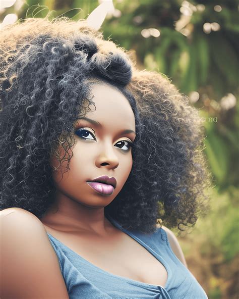 Beautiful Black Girl With Curly Locks · Creative Fabrica