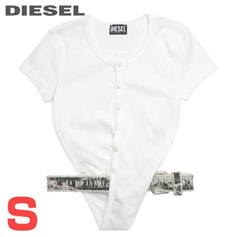 【楽天市場】★diesel ディーゼル レディース★ベルト付き バックオープン ヴィンテージ加工 ストレッチ 半袖リブカットソー【t Holdy】【サイズs】【ホワイト】die L T F4