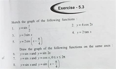 Draw The Graph Of The Following Functions On The Same Axes Filo