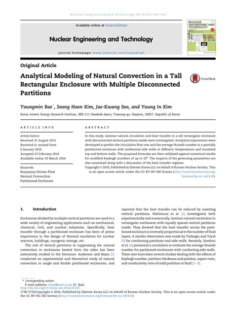 Pdf Analytical Modeling Of Natural Convection In A Tall Rectangular