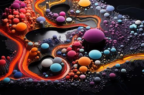 Premium Photo A Colorful Spheres And Lines