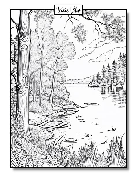 Printable Detailed Lake Coloring Pages For Adults