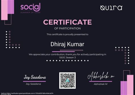 Dhiraj Gupta On Linkedin Socialsummerofcode Programming Coding Participationcertificate