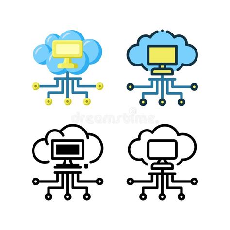 Cloud Computing Icon With Outline Glyph Filled Outline And Flat