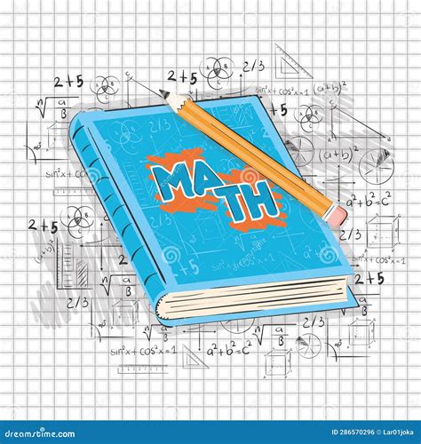 Isolated Math Book With A Pencil And Formulas Math Class Concept Vector Stock Vector