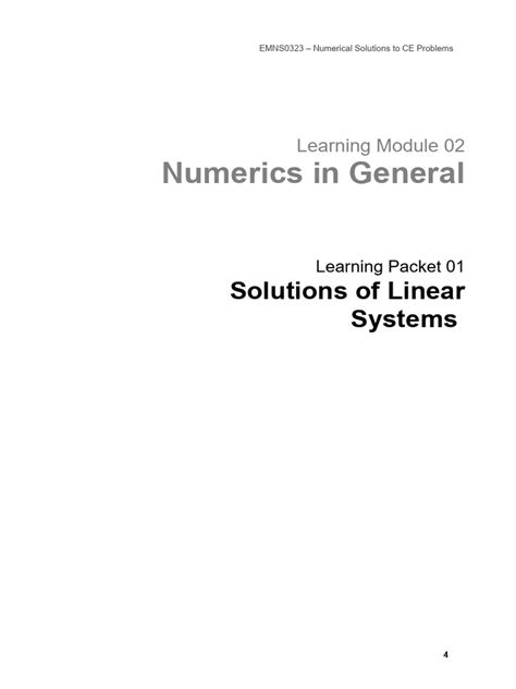 Bsce Emns0323 Lm21 Solutions Of Linear Equations Pdf System Of Linear Equations Matrix