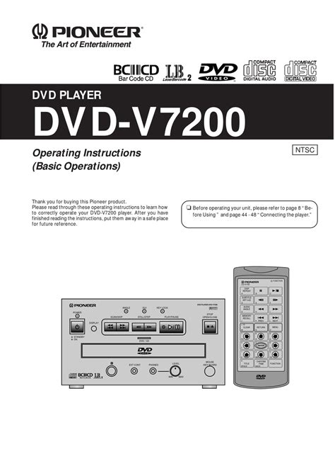 Pioneer Dvd V7200 Operating Instructions Manual Pdf Download Manualslib