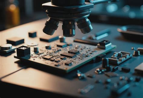 Hands Assembling Electronic Components Under A Microscope For Precision