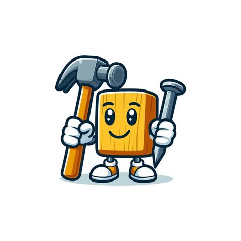 Premium Vector Cute Hammer Holding Nail Cartoon Vector Icon