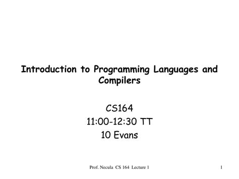 Ppt Introduction To Programming Languages And Compilers Powerpoint Presentation Id9615499