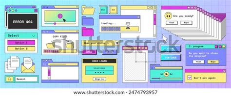 retro computer interface digital screen open stock vector royalty free