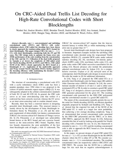 On Crc Aided Dual Trellis List Decoding For High Rate Convolutional
