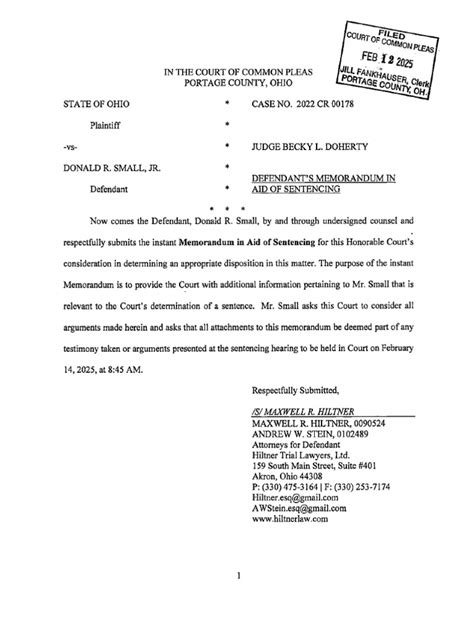 Donald Small Sentencing Memorandum Pdf