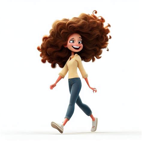 Premium Ai Image Beautiful And Colorful Curly Haired Girl With White Background
