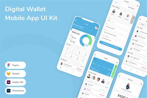 Digital Wallet Mobile App Ui Kit Photoshop Templates ~ Creative Market