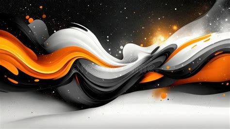 Abstract Waves Of Orange Black And White Create A Dynamic Visual Effect Stock Illustration