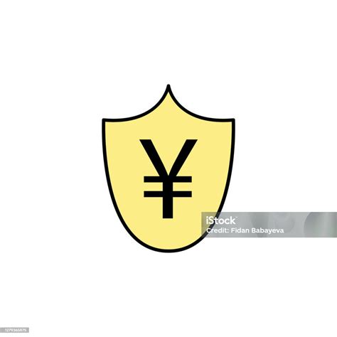 방패 위안 색깔의 아이콘 재무 일러스트의 요소 웹 로고 모바일 앱 Ui Ux에 색상 아이콘을 사용할 수 있습니다 가계에 대한 스톡 벡터 아트 및 기타 이미지 Istock