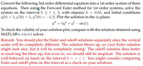 Solved Convert The Following 3 Rd Order Differential