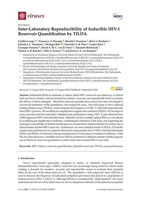 Pdf Inter Laboratory Reproducibility Of Inducible Hiv 1 Reservoir