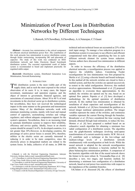 Pdf Minimization Of Power Loss In Distribution Networks By Different Techniques