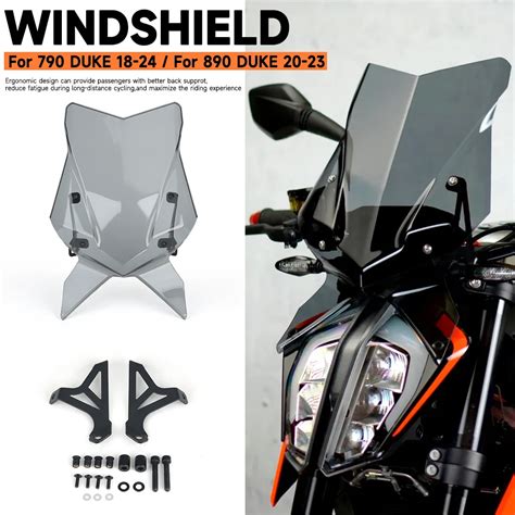 For Duke 790 2018 2024 Duke 890 2020 2023 Motorcycle Windshield