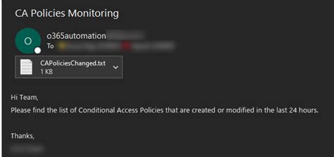 Use Powershell To Audit The Conditional Access Policies And Alert Via
