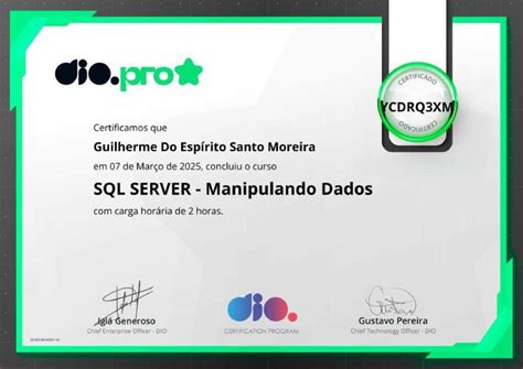 Dio Sqlserver Bancodedados Sql Tecnologia Guilherme Espírito Santo Moreira