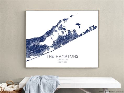 Buy The Hamptons Map Of Hamptons Long Island New York Print Topographic Landscape Ny Road Maps