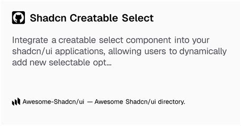 Shadcn Creatable Select Shadcnui Creatable Select Dynamic Options Seamless Integration