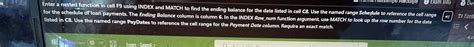 Enter A Nested Function In Cell F9 Using Index And Match To Find The Ending Balance For The Date