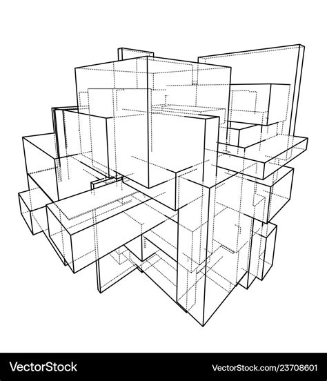 Wireframe Box Sketch Royalty Free Vector Image