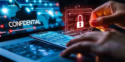 Ensure Data Privacy And Confidentiality Person Using Laptop Icons Related To Security And Personal