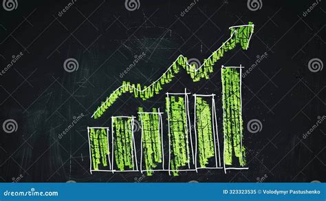 A Graph With Green Lines Drawn On A Blackboard Stock Image Image Of